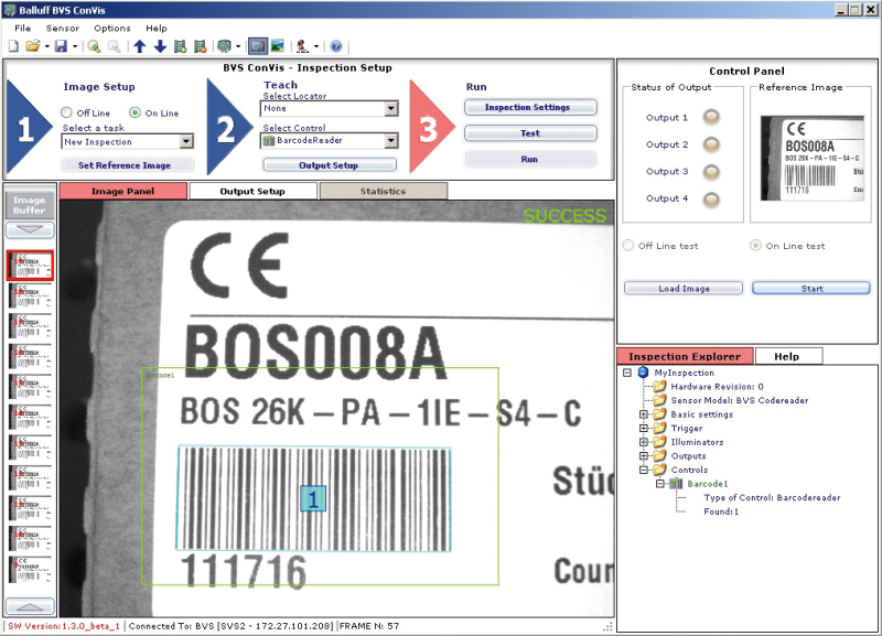 Barcode and Data Matrix code detection - Balluff Vision-Sensor BVS-E Identification - Automation ...